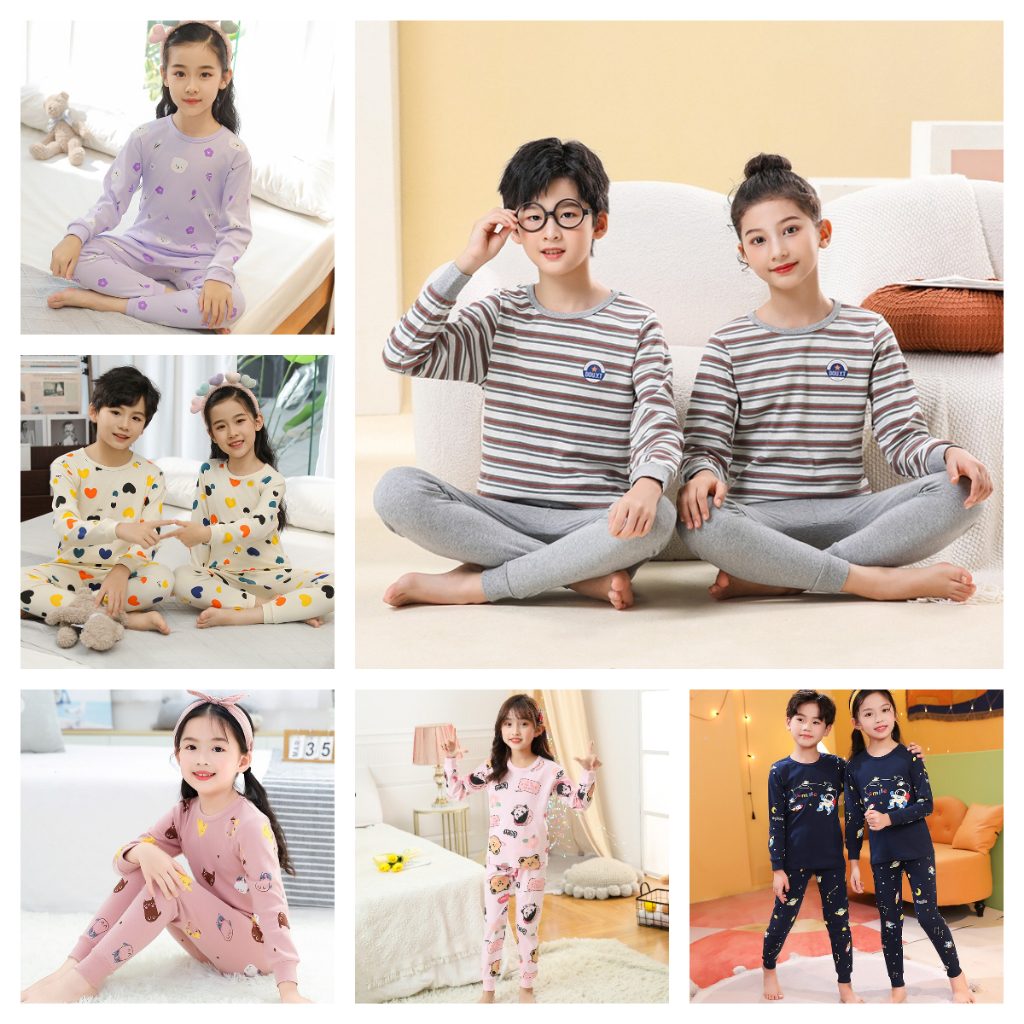 2-15Years Kids Nightwear Boys Girls Cartoon Pajamas Set Children Long ...