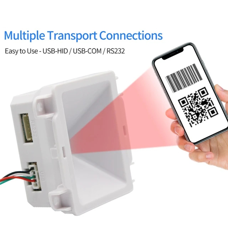 2D Barcode Scanner Bar QR Code Reader USB RS232 Interface Embedded Mounted Reader for Multiple ...
