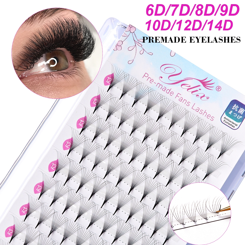 Yelix 6D/7D/8D/9D/10D/12D/14D Premade Fans Volume Lash Extensions (0 ...