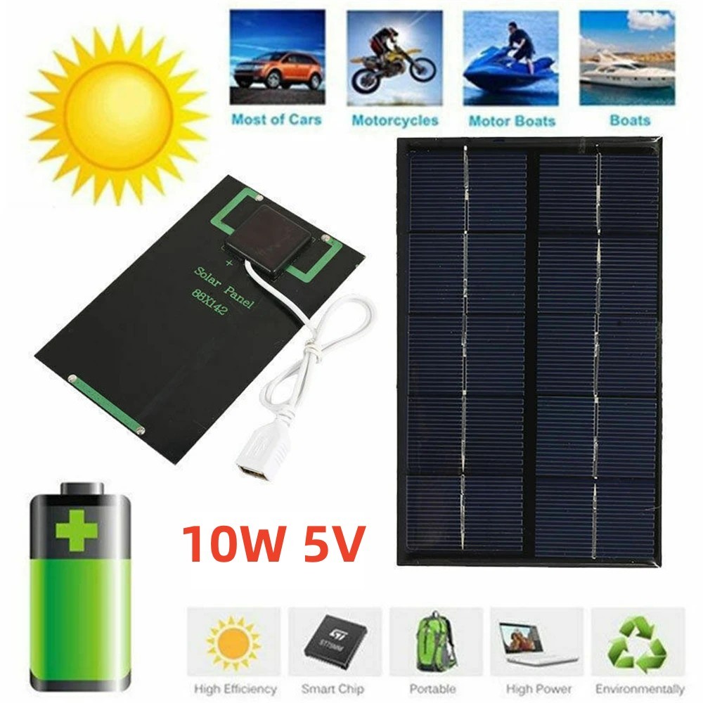 Mini USB Solar Panel Outdoor 10W 5V Portable Solar Charger Board ...