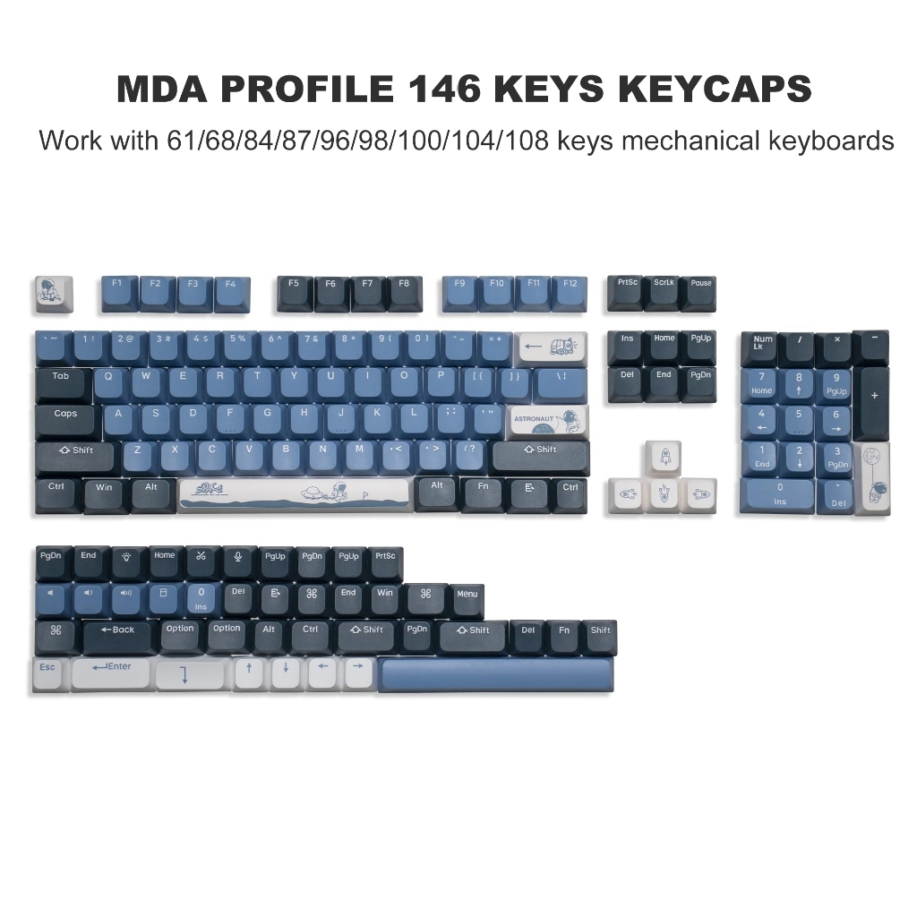 WOMIER The Starry Night Cherry Profile 131-Key Dye Sublimation PBT ...