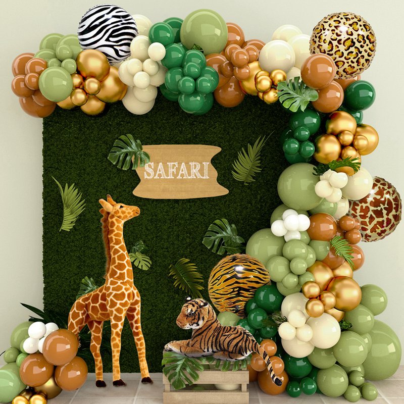 Green Brown Safari Balloons Jungle Safari Theme Party Decorations ...