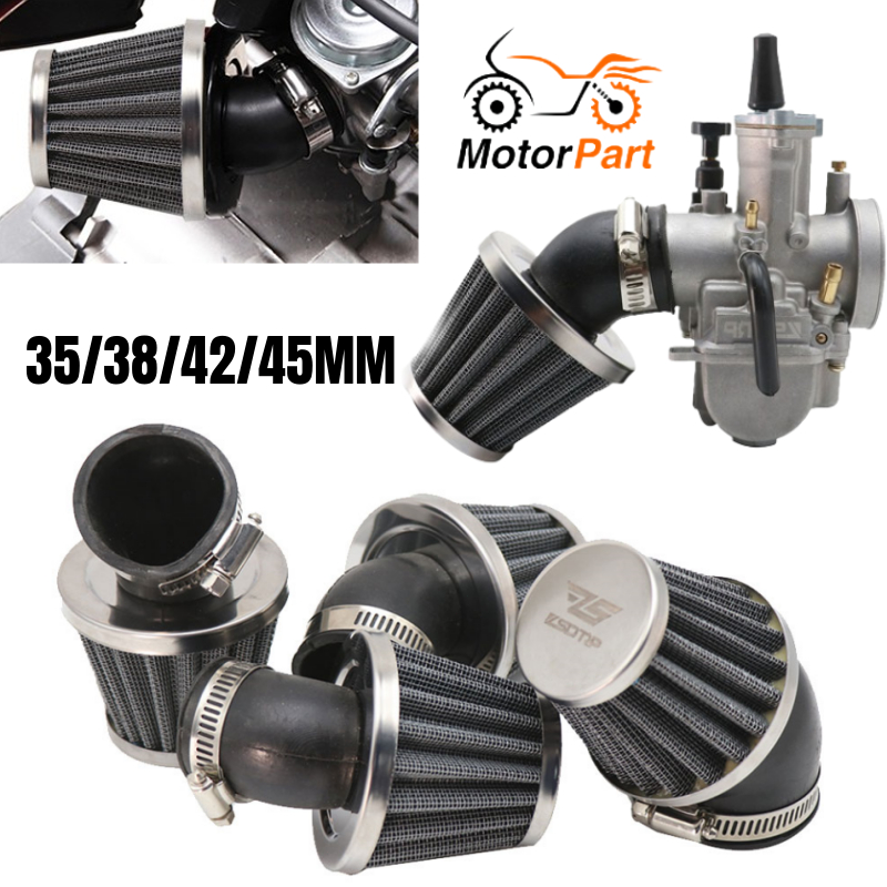 MOTOPARTS SHOP 35/38/42/45mm Motorcycle Elbow Tube Air Filter Fit for ...