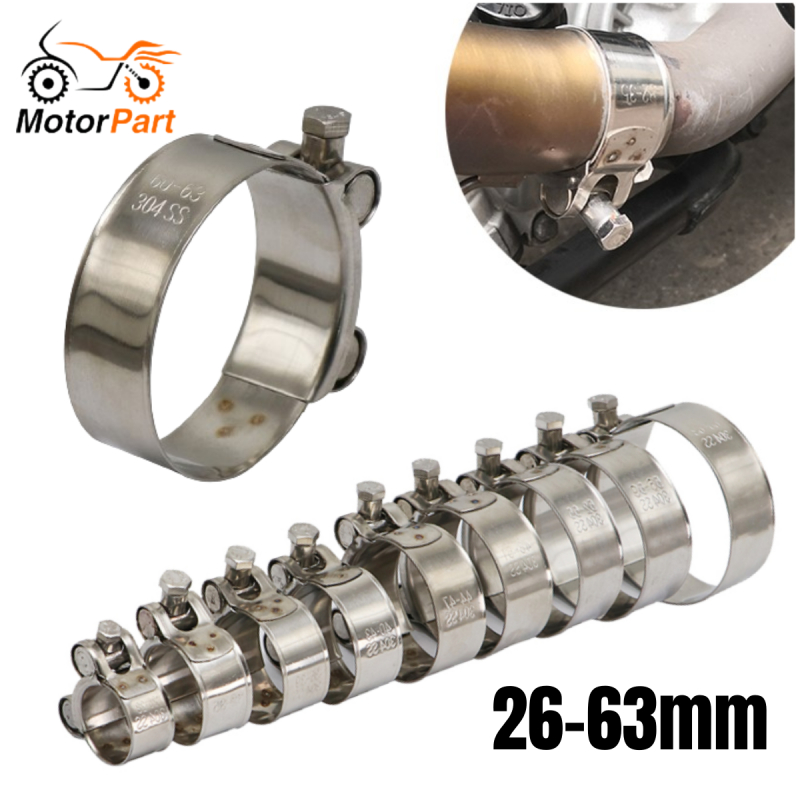 MOTOPARTS SHOP 26-63mm Stainless Steel Motorcycle Exhaust Clamp Clip ...