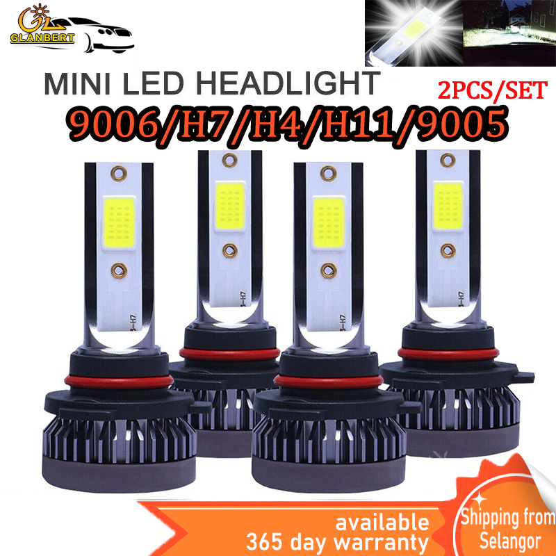 2pcs/set LED Car Headlight COB Chip 6000K LED Bulbs Super Bright Lamps ...