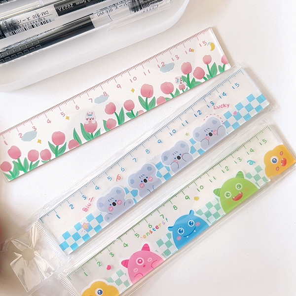 15cm Cute Cartoon Ruler Student Drawing Measuring Acrylic Ruler ...