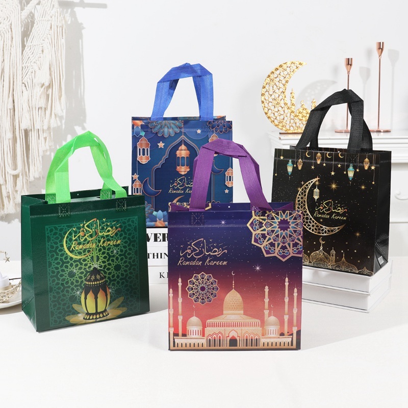 4pcs Mixed Eid Mubarak Non-woven Tote Bag For Ramadan Kareem Party Gift ...