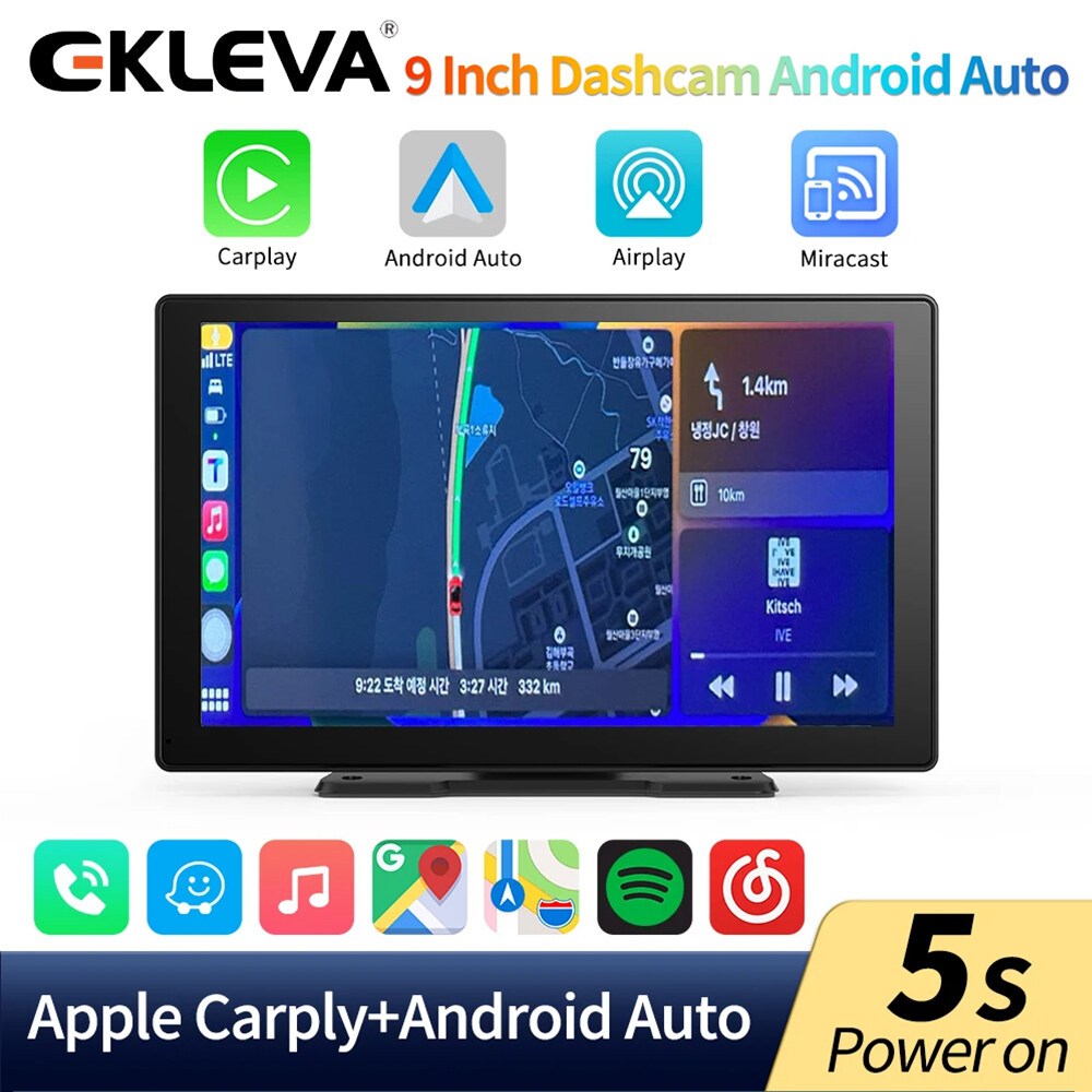 EKLEVA 4K CarPlay & Android Dash Cam With Mirror Link With Voice ...