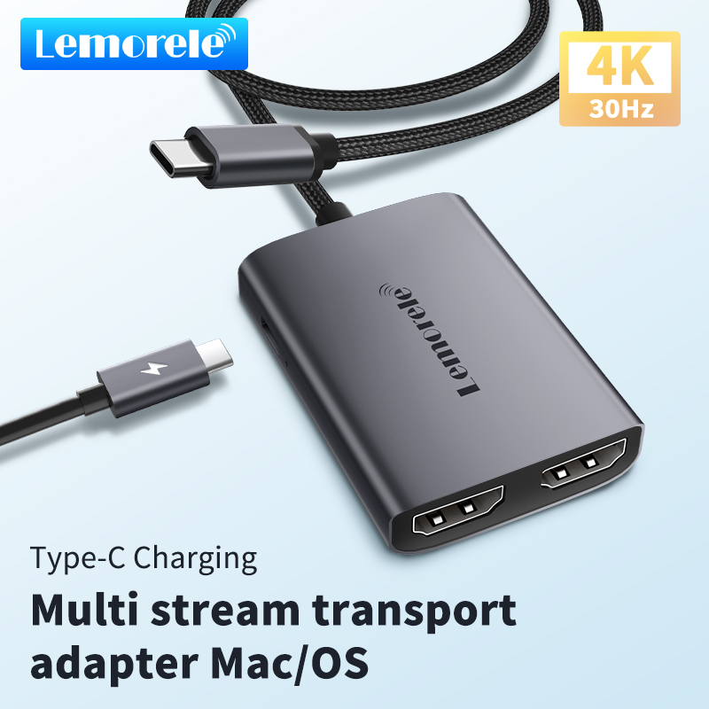 Lemorele HD30 Type-C Port Adapter Type-C/USB-A 2.0 To Dual HDMI 1080P ...