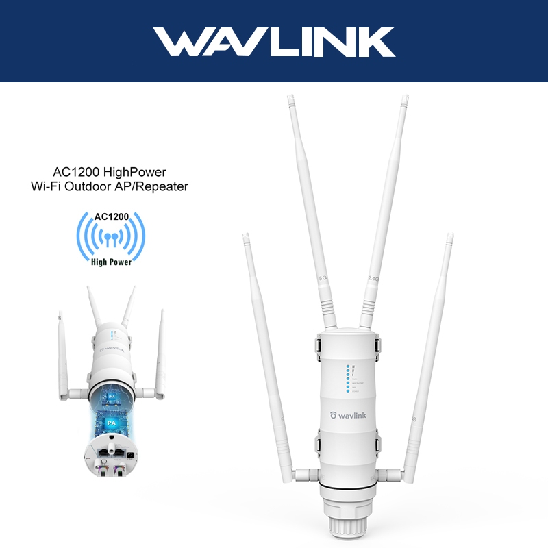 WAVLINK AC1200 Outdoor Router Weatherproof WiFi Extender Wireless ...