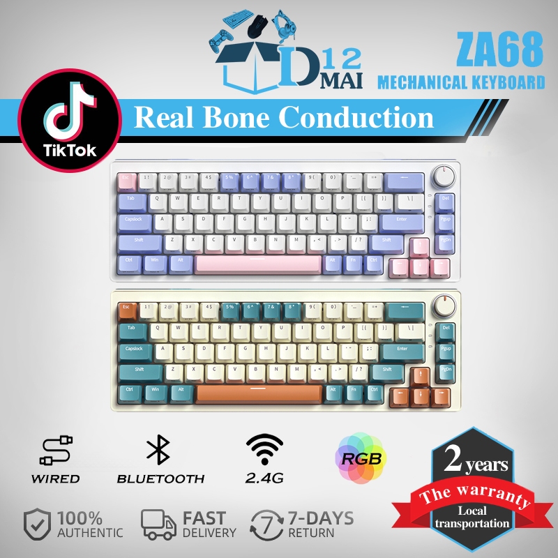 ZA68 RGB 60% Hot Swappable Mechanical Keyboard wireless 3 Mode Linear ...