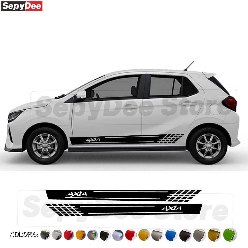 2Pcs Checkered Logo Graphics Car Door Side Stripes Skirt Stickers Vinyl ...