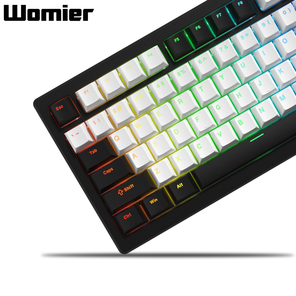 WOMIER 124 Keys Cherry Profile PBT Keycaps RGB Backlit Key Caps for ...