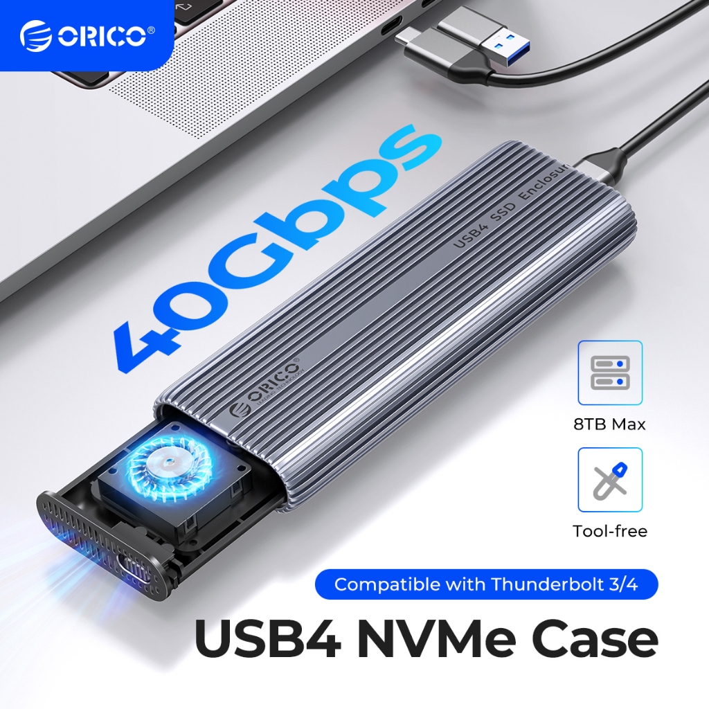 ORICO M.2 NVMe SSD Enclosure USB4 Case Aluminum Body with Built-in Fan ...