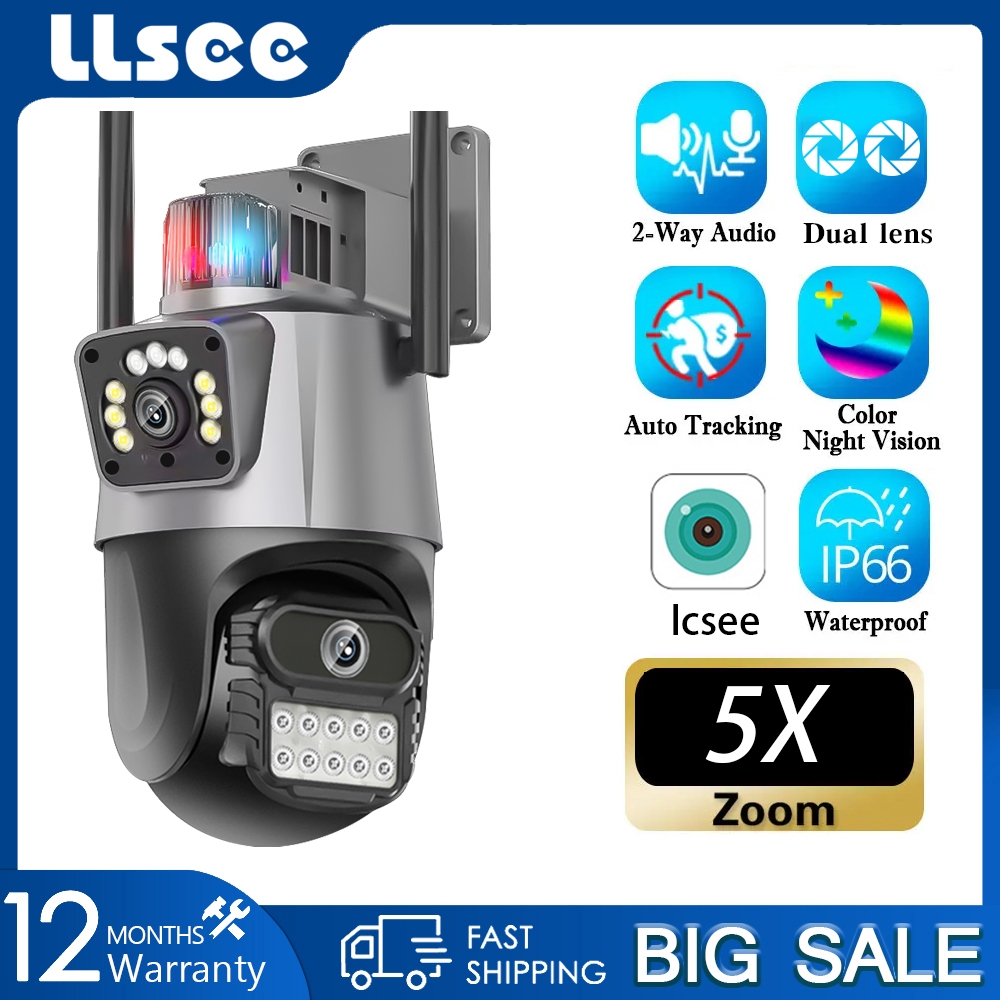 LLSEE 4K 8MP ICSEE Dual Lens CCTV IP Camera Outdoor Waterproof Wireless ...