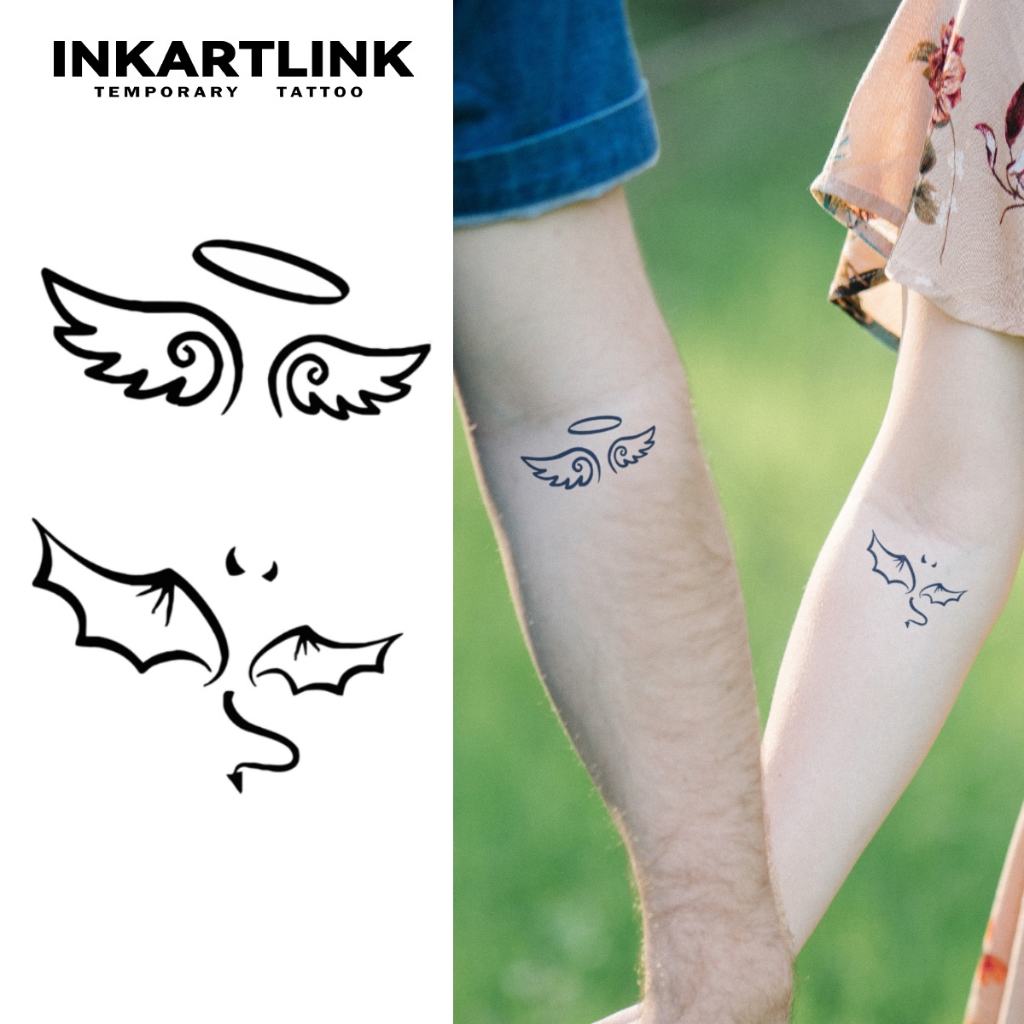 Angel Devil temporary tattoo stickers, waterproof long-lasting magic ...