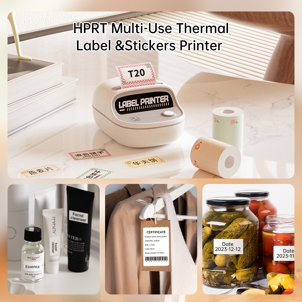 HPRT T20 Label Printer Portable Thermal Label Maker Printer Wireless ...