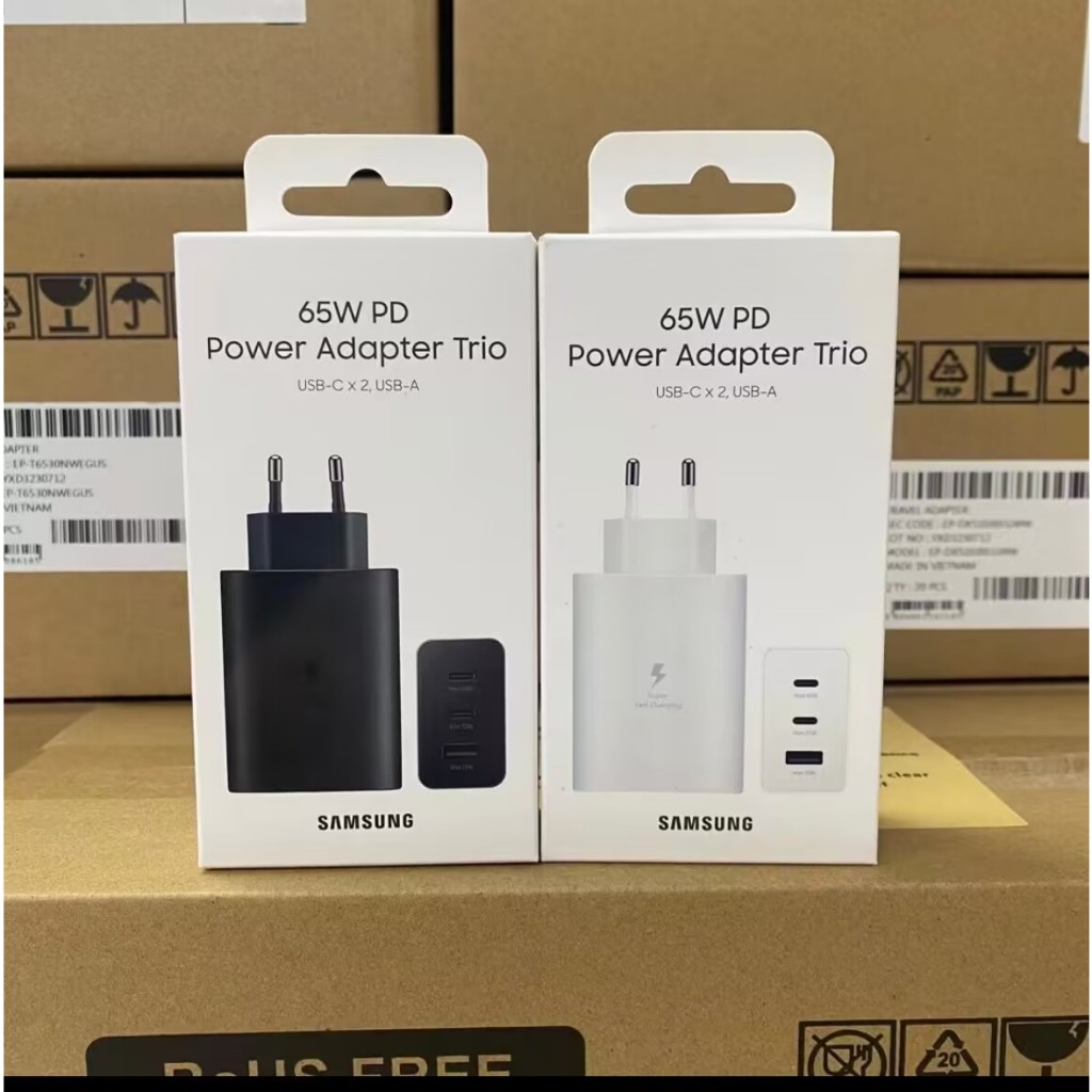 UK EU US Samsung 65W PD Power Adapter Trio For Galaxy S22 S23 S24 Ultra ...