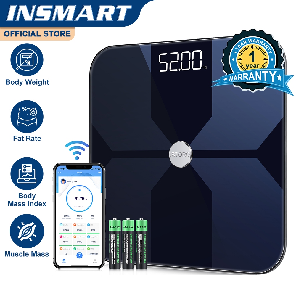INSMART 17in1 WIFI ITO Bluetooth BMI Weight Scale Body Fat Digital ...