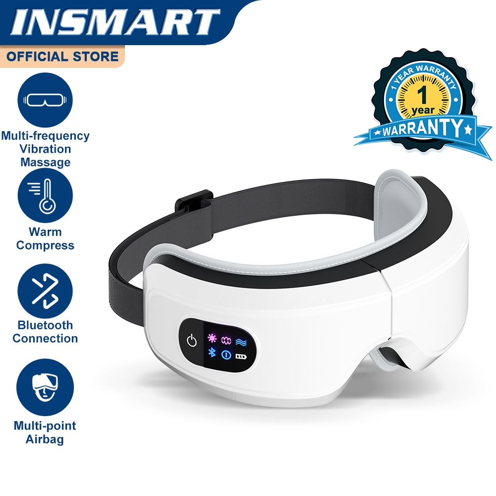 INSMART Wireless Smart Bluetooth Eye Massager Warm Hot Compress&Air ...