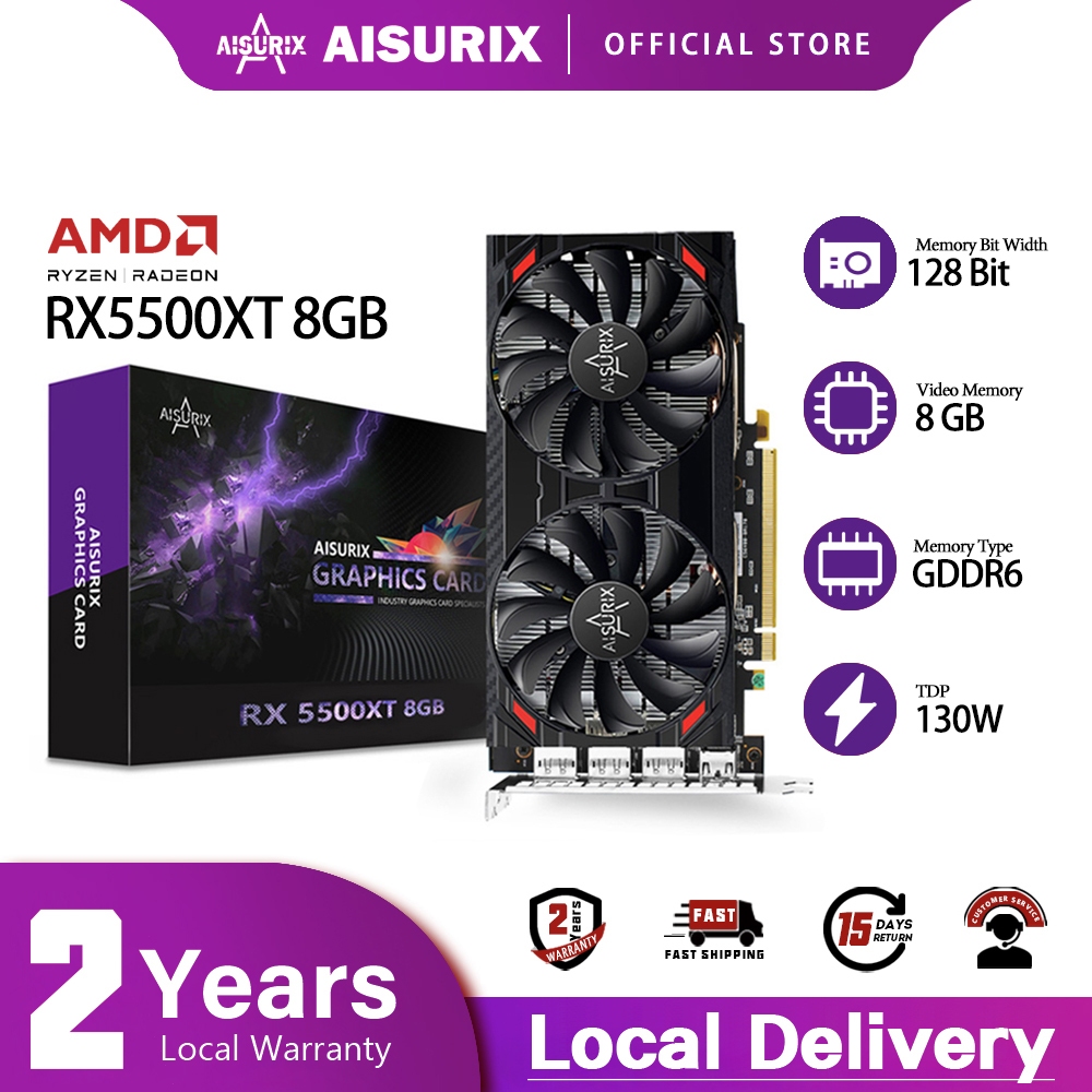 AISURIX RX 5500XT 8G Graphics Card GDDR6 128bit Video Card GPU Gaming ...