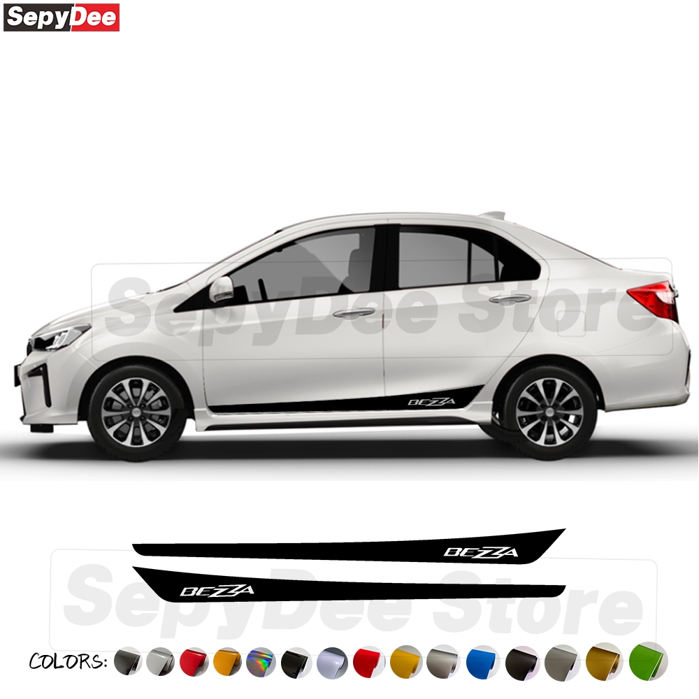 2Pcs Racing Sport Car Door Side Stripe Stickers for Peordua Bezza Car ...