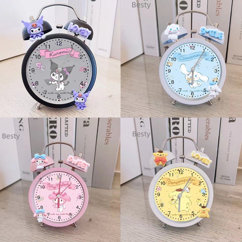 New Sanrio Cute Alarm Clock Cinnamonll Kuromi Student Bedroom Ringing ...