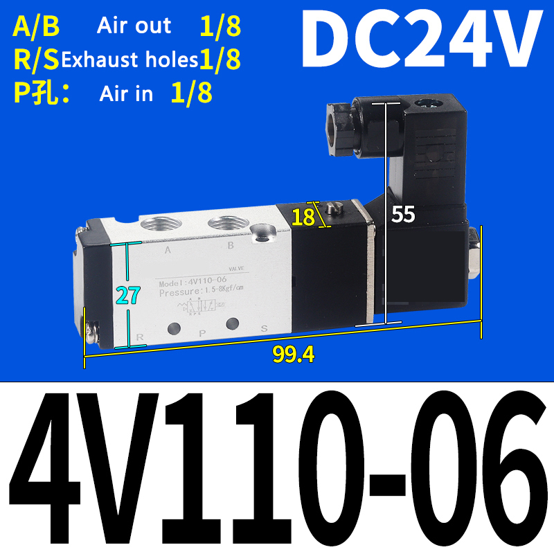 Solenoid Valve 4V110/4V210/4V310/4V410 Valves Air Gas Control Valve BSP 2 Position 5 Port 2/5 ...