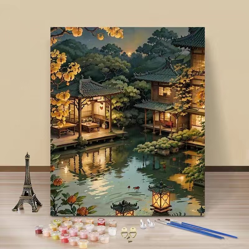 JINYOU(30*40cm) paint by number acrylic paint Chinese style landscape ...