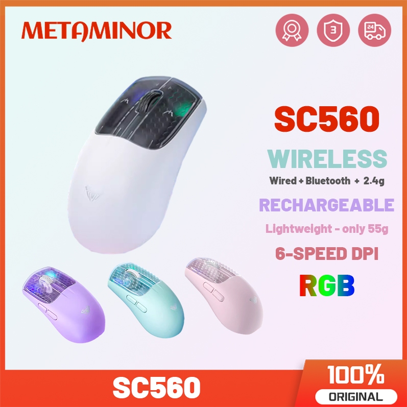 Aula SC560 Wireless Mouse Rechargeable RGB 2.4G Wired Bluetooth Gaming ...