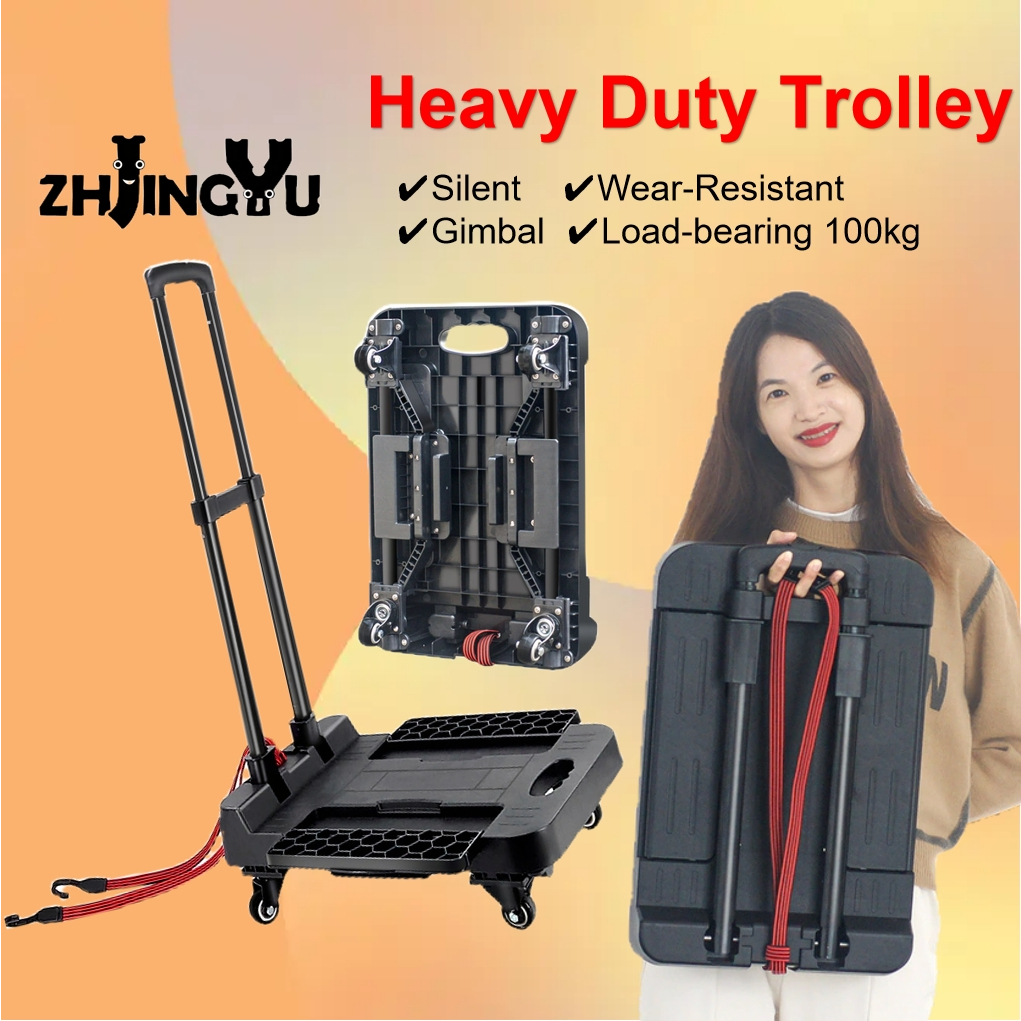 Heavy Duty Portable Trolley Silent Foldable Trolley Four-Wheel Foldable ...