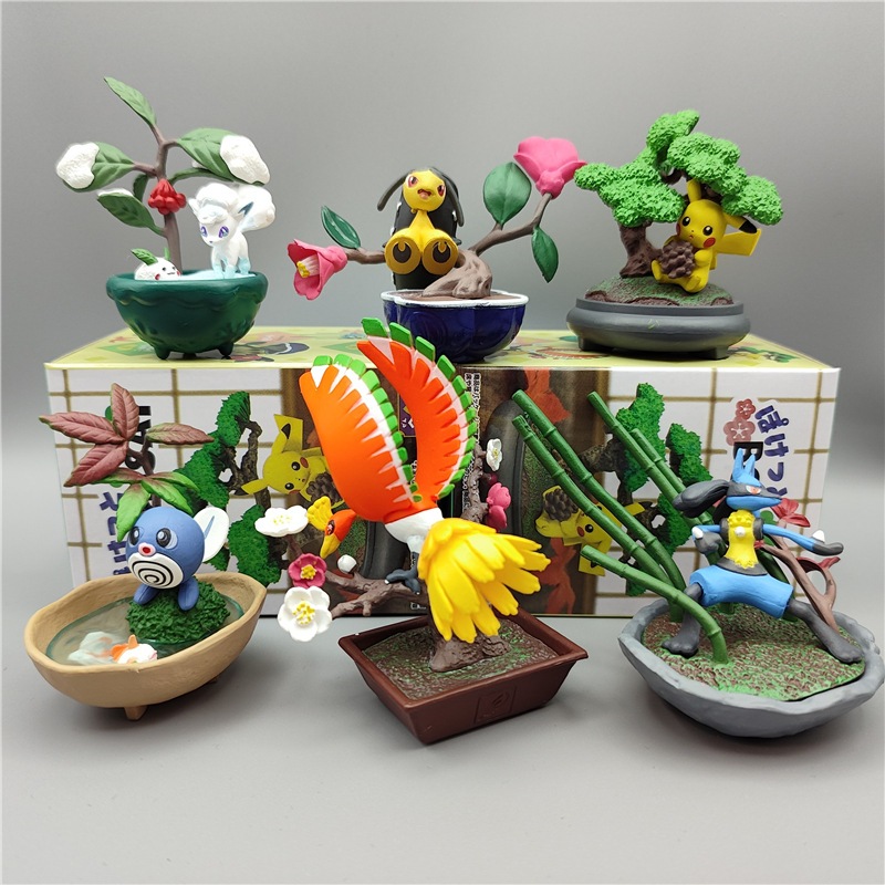 6Pcs/Set 8cm Anime Pokemon Figure Pikachu Alola Vulpix Lucario Poliwag ...