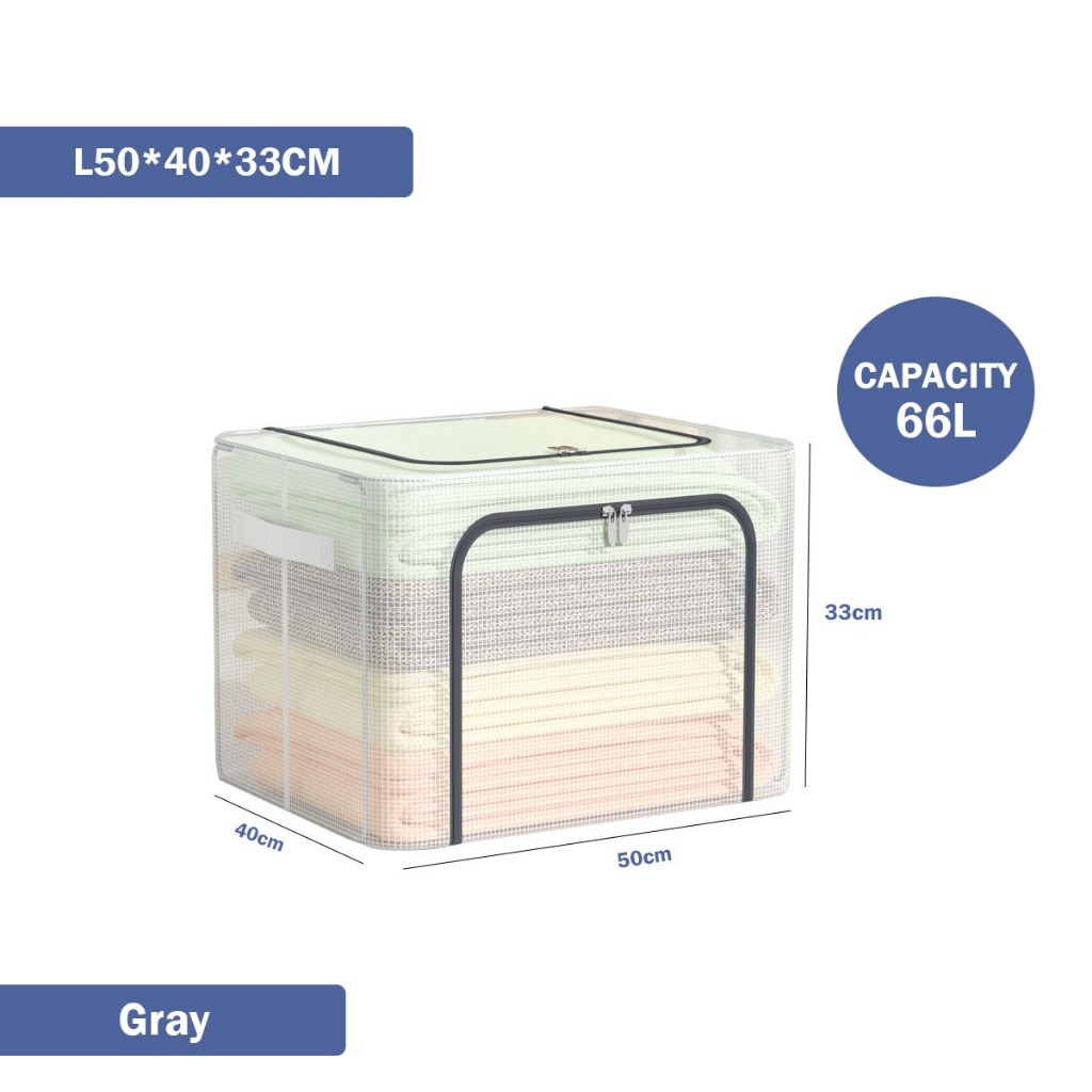 SimHome 24L/66L/100L PVC Clothes Storage Box Transparent Foldable Storage Bins With Lids ...