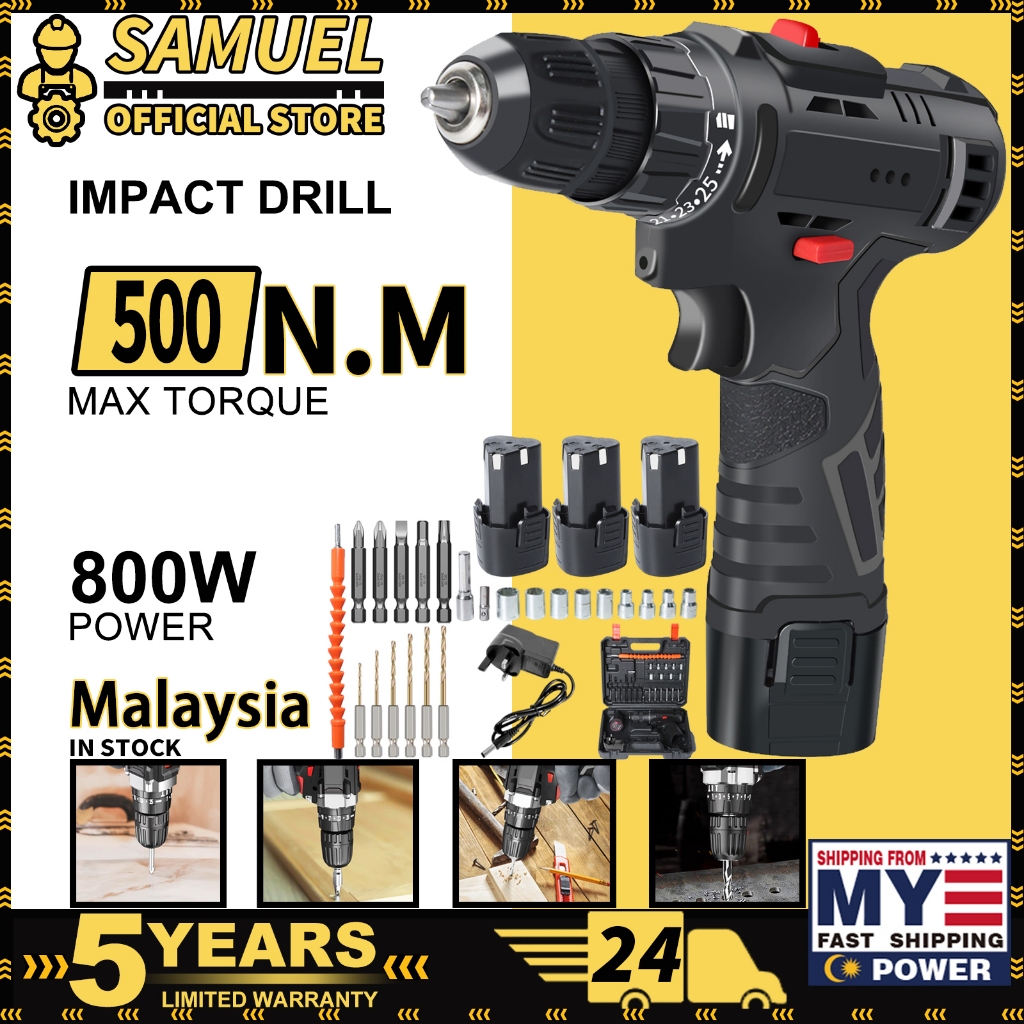 500N.M Cordless Impact Drill Electric Drill Pistol Drill Lithium ...