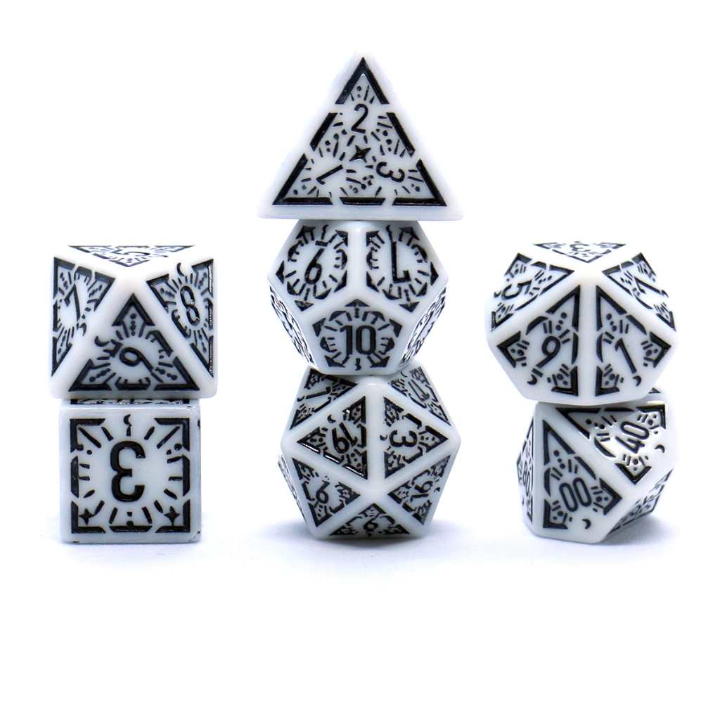 Classical Rune Relief Board Game Set TRPG Dice 7PCS Polyhedral Table ...