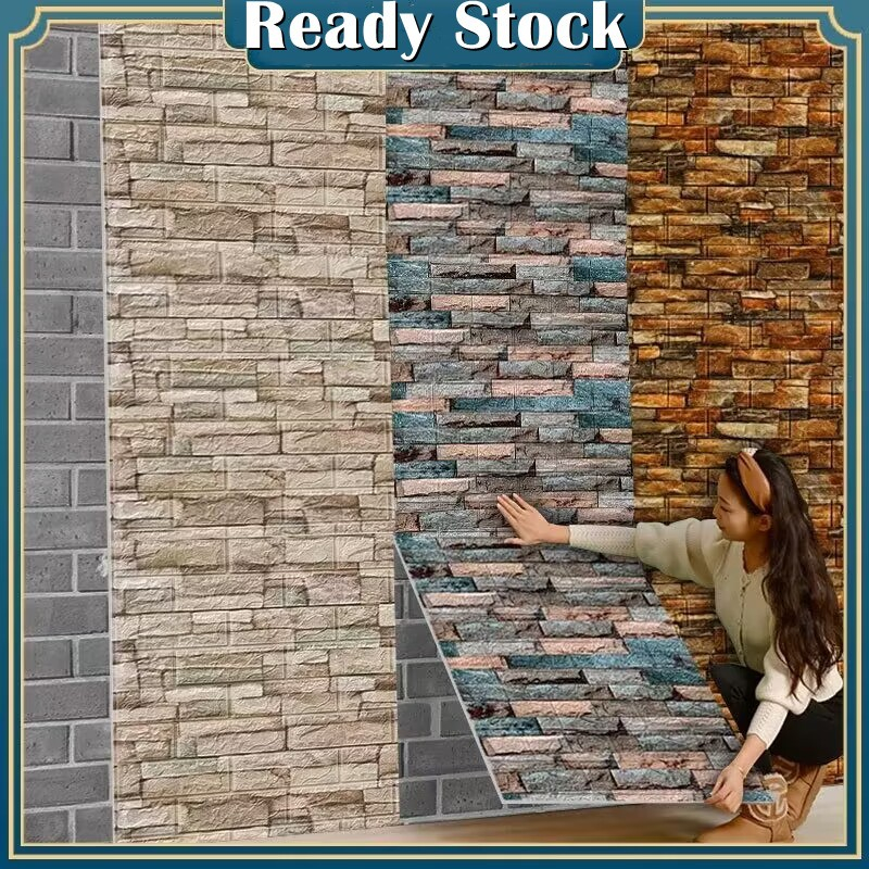 SHIP TODAY!3D Wall Paper Dinding DIY foam wall Sticker for bedroom ...