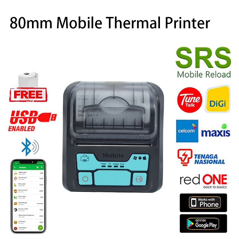 Portable Rechargeable Pocket USB Bluetooth 80mm Mobile Thermal Printer ...