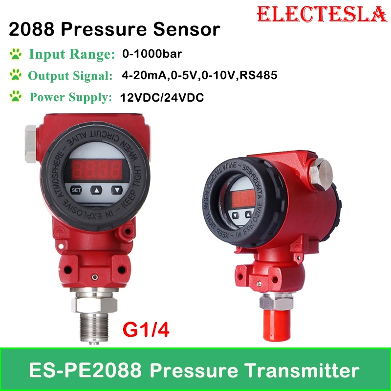 2088 LED Explosion-proof Pressure Transmitter G1/4 Water Oil Gas Liquid ...