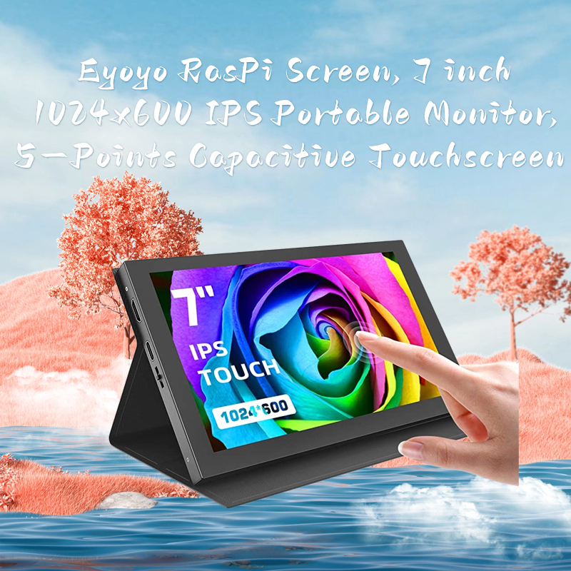 APROTII RasPi Screen, 7 inch 1024x600 IPS Portable Monitor, 5-Points ...