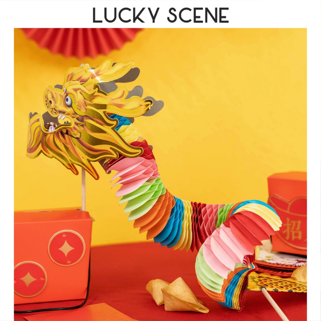 Chinese New Year Dragon And Lion Dance Paper Cutout Gift Nostalgia ...