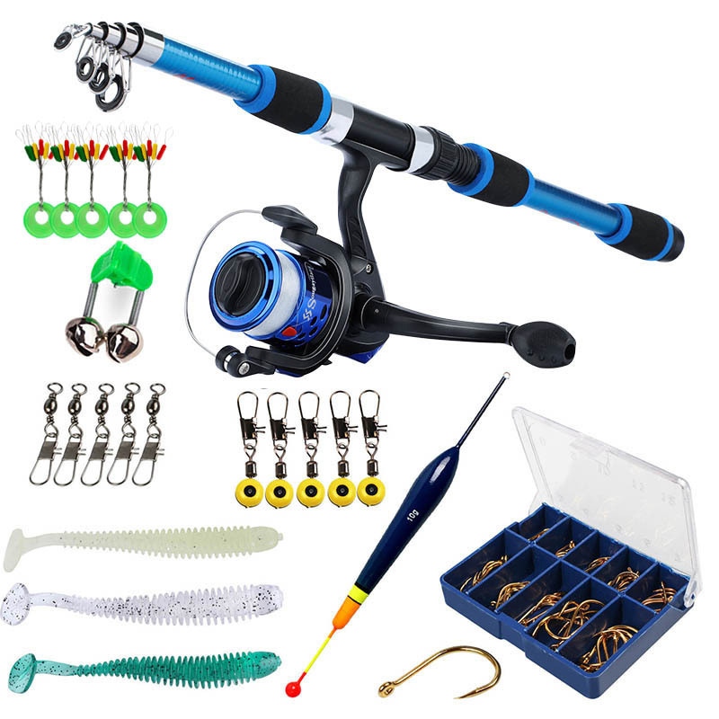 Sougayilang Telescopic Fishing Rod + 5.2:1 Spinning Fishing Reel With ...