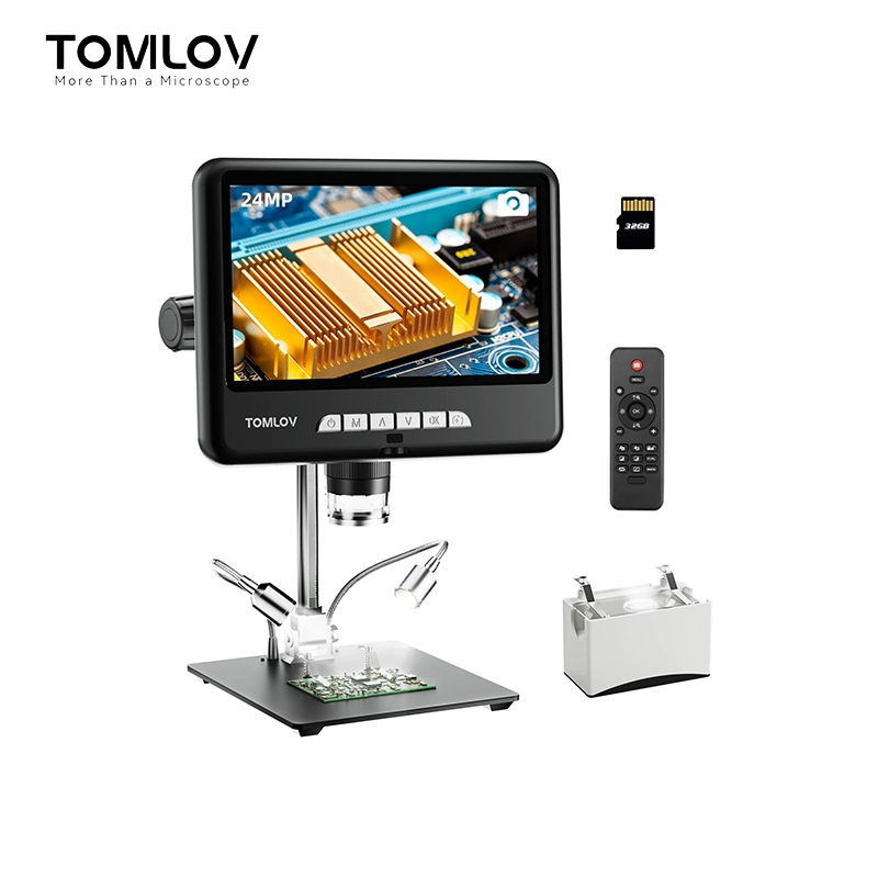 TOMLOV DM402 Pro 2K Digital Microscope 1200x, 10.1" 24MP HDMI Coin Microscope with IPS Screen ...