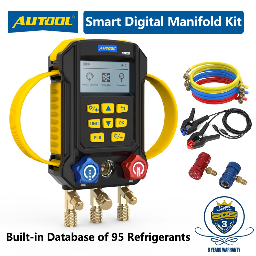 【Local Stock】AUTOOL LM160 Car Smart Digital Manifold Kit Car Air ...