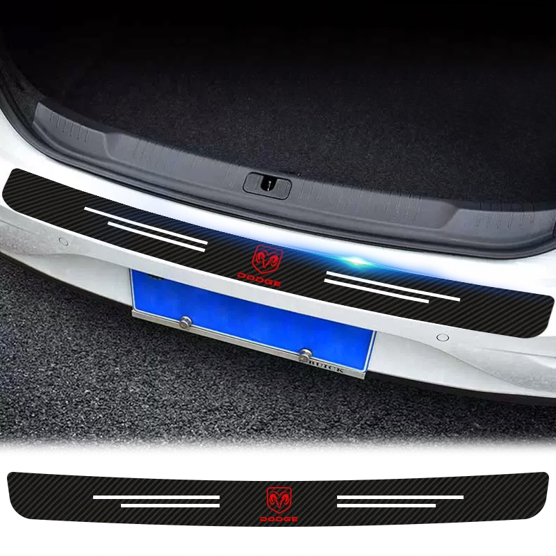 1pcs Carbon Fiber Car Trunk Protect Stickers Car Logo Rear Bumper Trim ...
