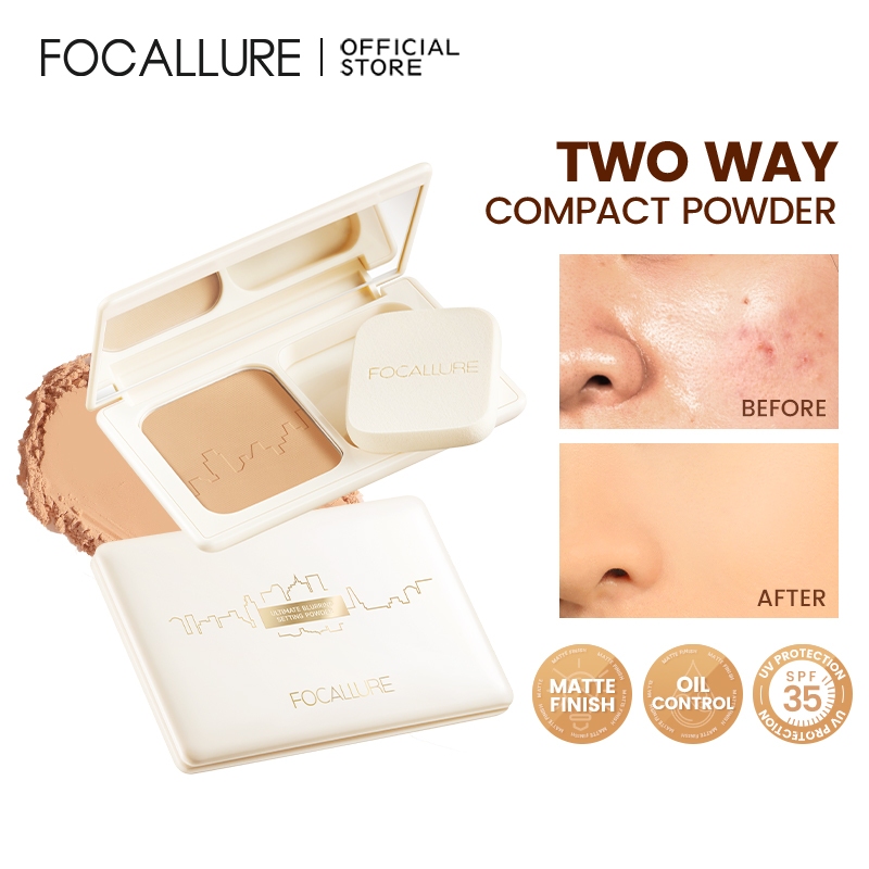 FOCALLURE Setting Pressed Powder High Coverage Dry & Wet Two Use SPF 35 ...