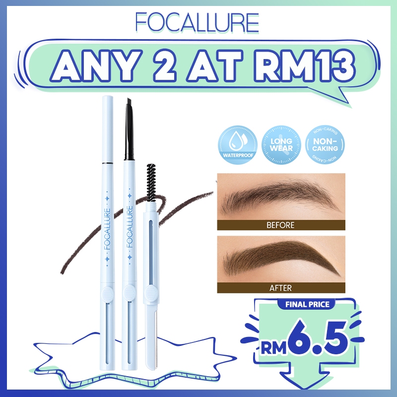 FOCALLURE Pro-shaping 3-in-1 Triangular Eyebrow Pencil Multi-use Built ...