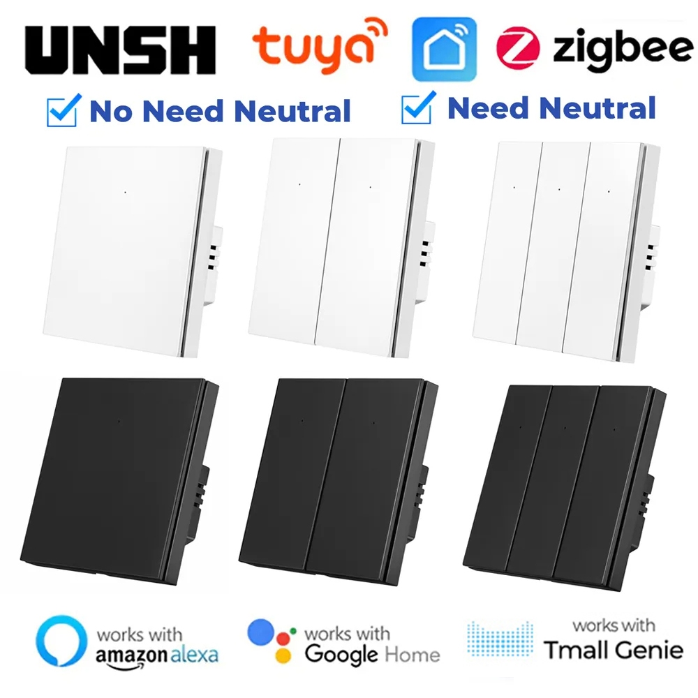 Tuya Zigbee EU UK Smart Light Switch No/With Neutral Wire Push Button ...