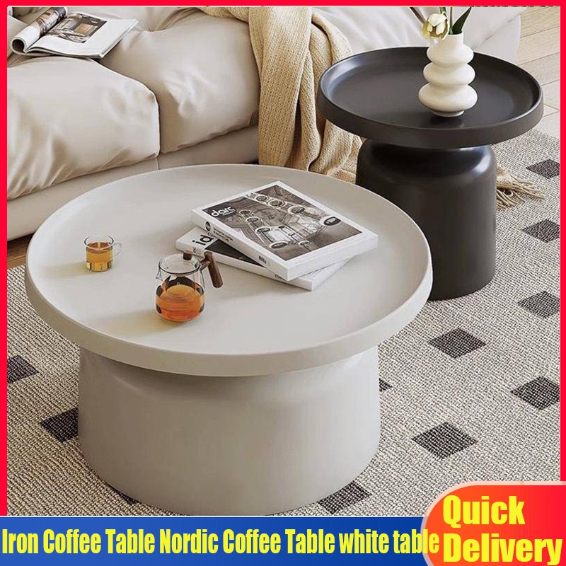 【Free shipping】Iron Coffee Table Nordic Coffee Table white table Coffee ...