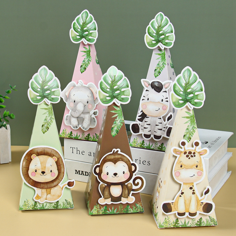 6pcs Animal Triangle Boxes Candy Boxes Cute Animal Themed Boxes Safari ...