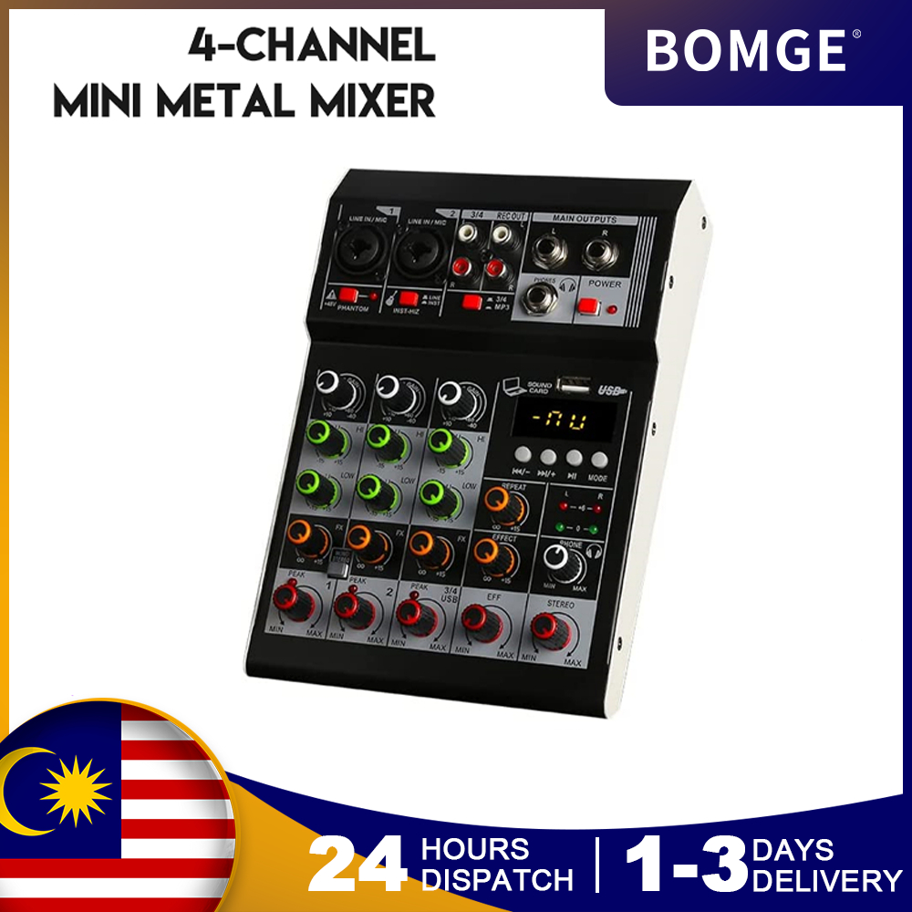 BOMGE Audio Mixer 4 Channel Mini Audio Mixer DJ controller Mini Family KTV karaoke mixer USB/BT ...